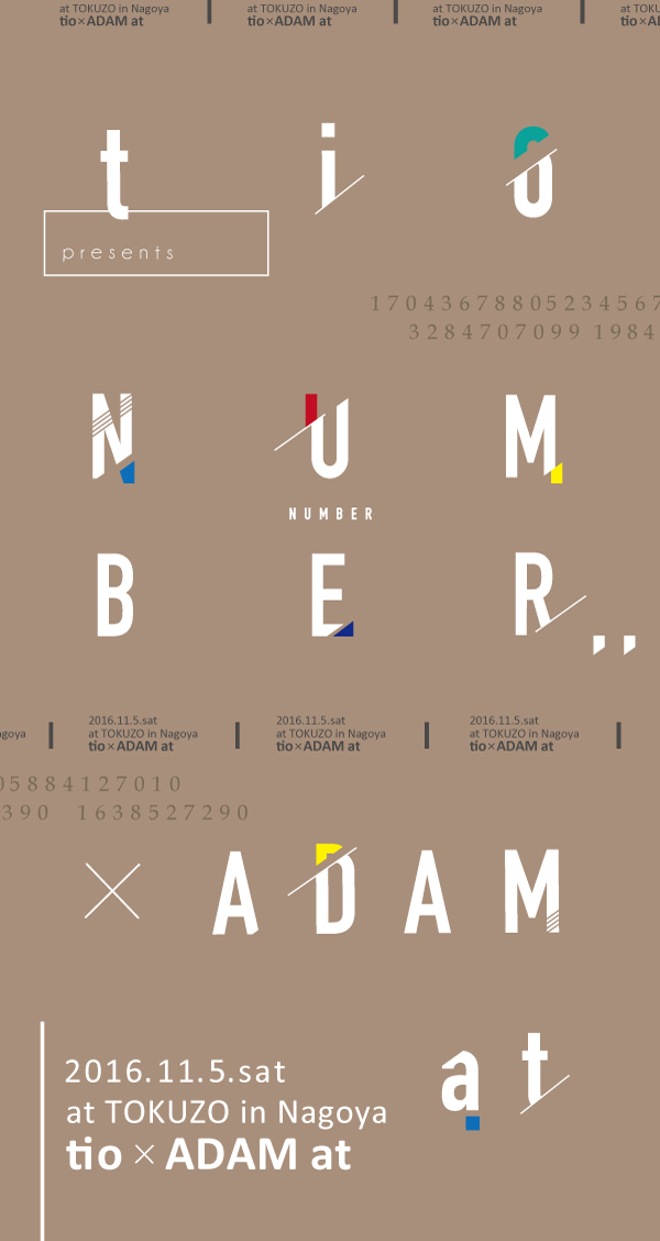 11/5(sat) "tio presents「NUMBER」" TOKUZO, Nagoya | tio